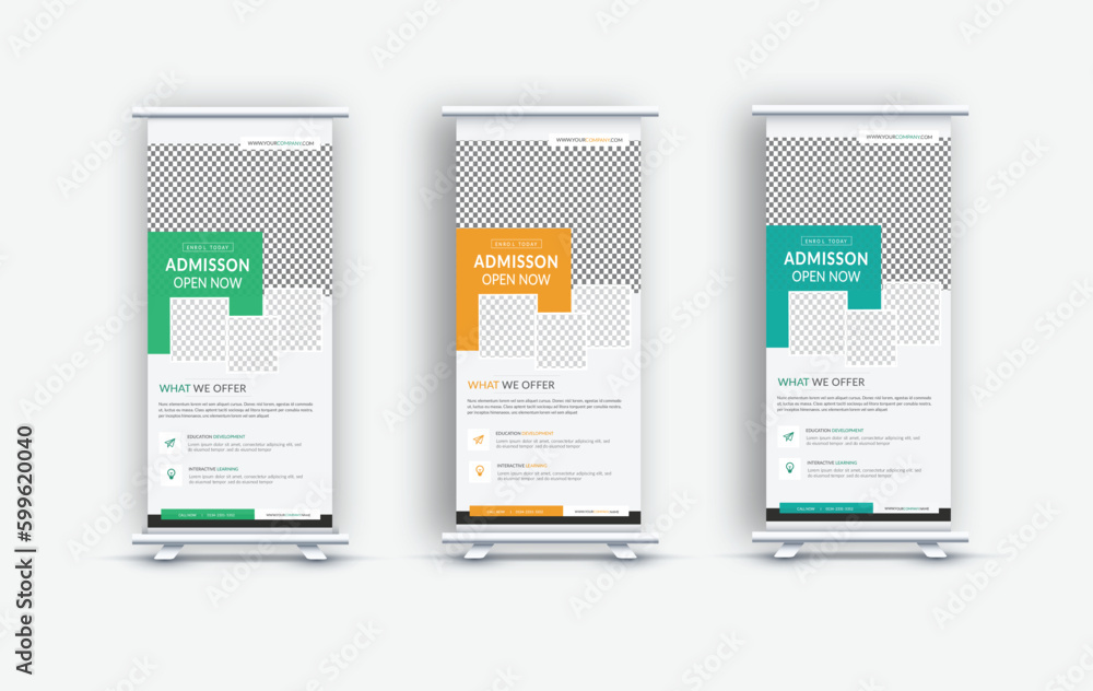 Back to school roll up banner design, Admission open roll up banner ...