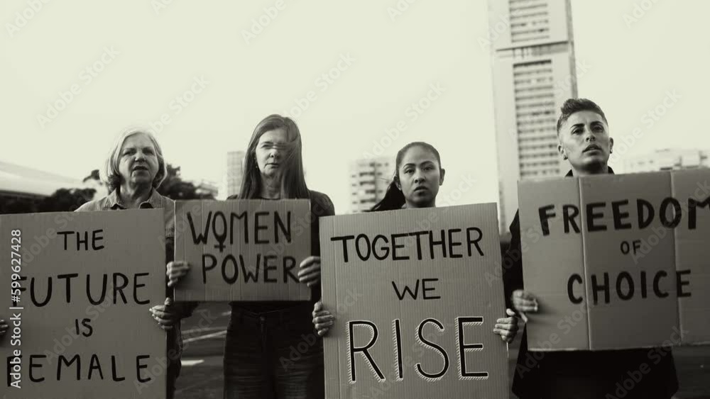 Demonstration of feminist movement protesting for female rights - Women ...