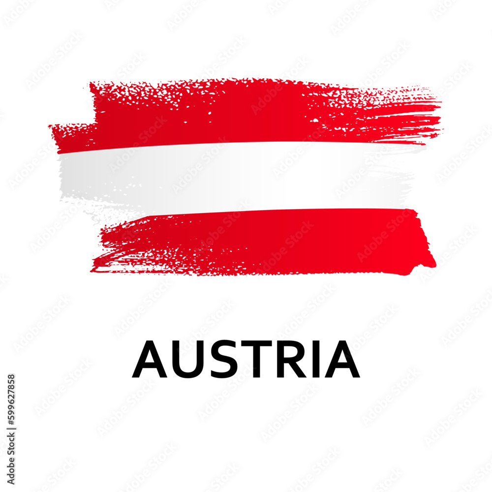 National symbols - flag of Austria isolated on white background. Hand ...