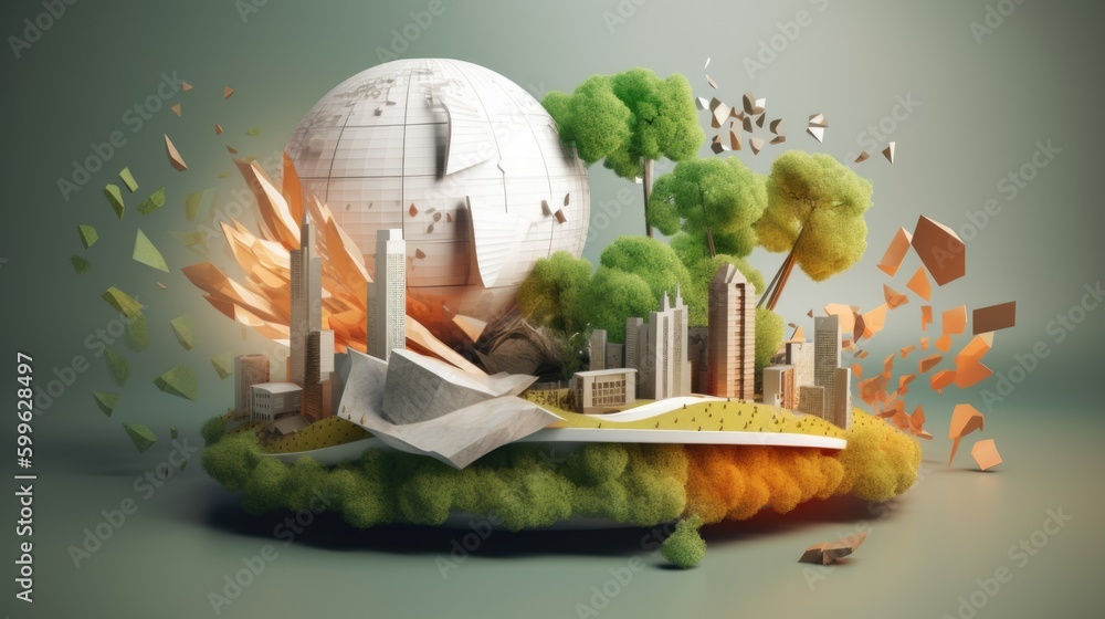 Environmental Sustainability: Creative analogy picture with coherent ...