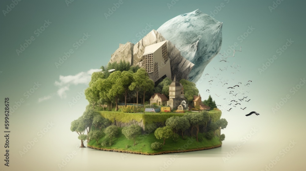 Environmental Sustainability: Theoretical analogy visual with plain ...