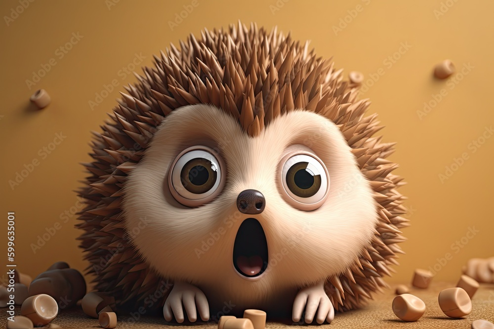 Cute Cartoon Surprised HedgeHog (Generative AI) Stock Illustration ...