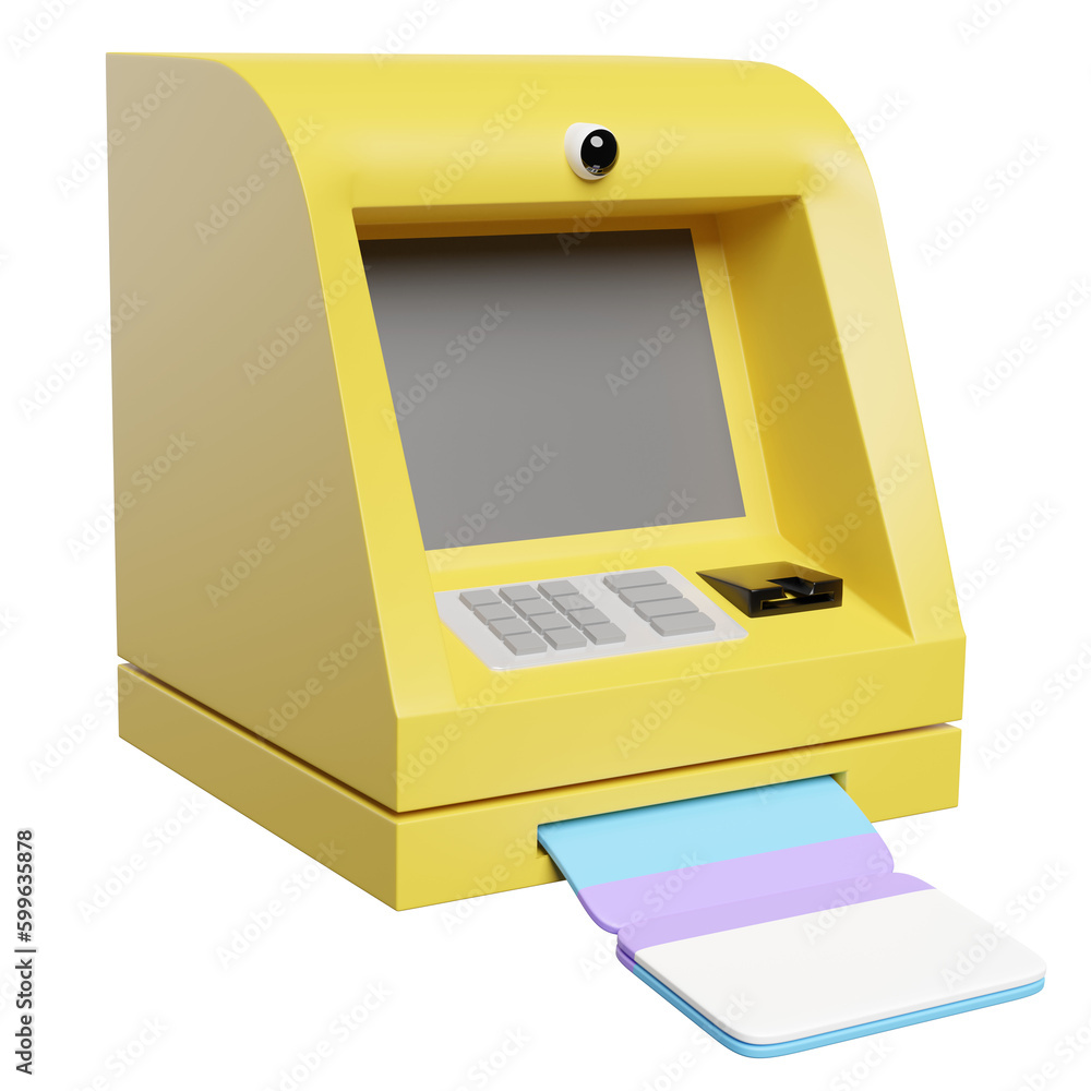 3d account bankbook into passbook update machine isolated. 3d ...