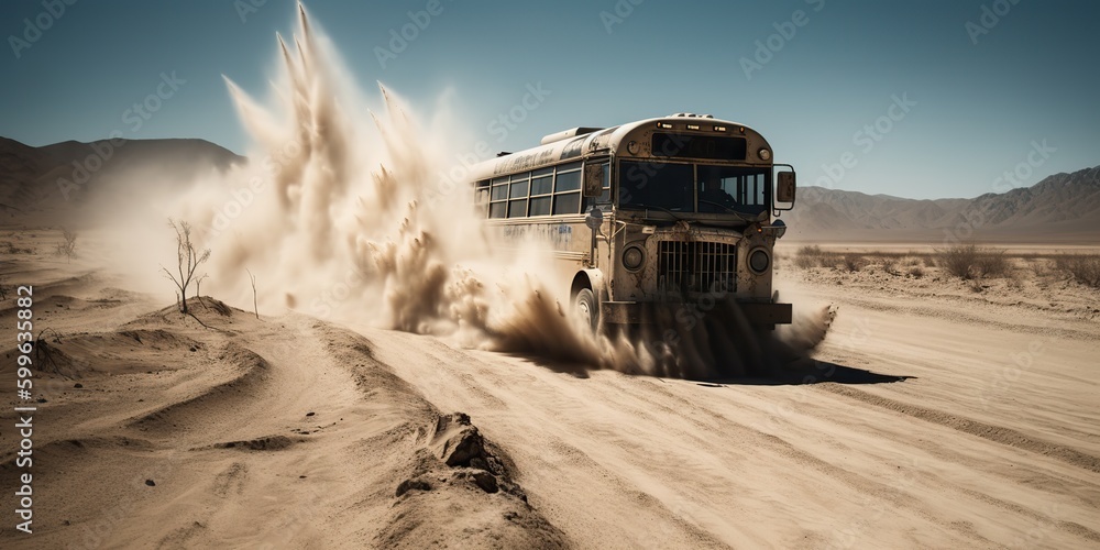 AI generated. AI Generative. Photo realistic illustration of bus riding ...