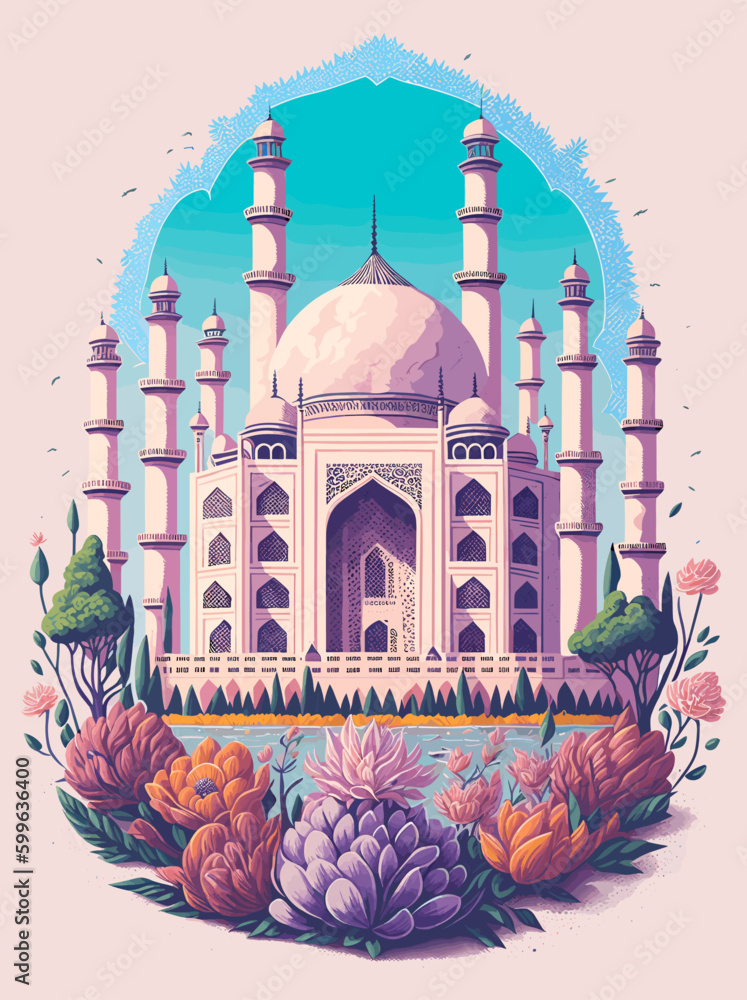 7 Modern Wonders Unveiled: Taj Mahal Vector Illustration Enveloped in ...