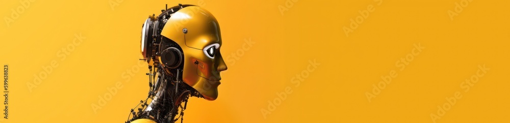 Artificial Intelligence Banner Robot Design Yellow Backdrop Generative ...