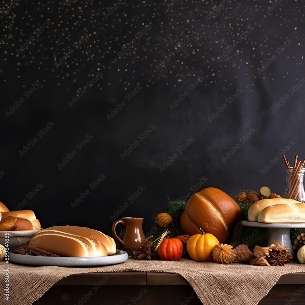 Food party on decorated table for festa junina celebration. Brazilian ...