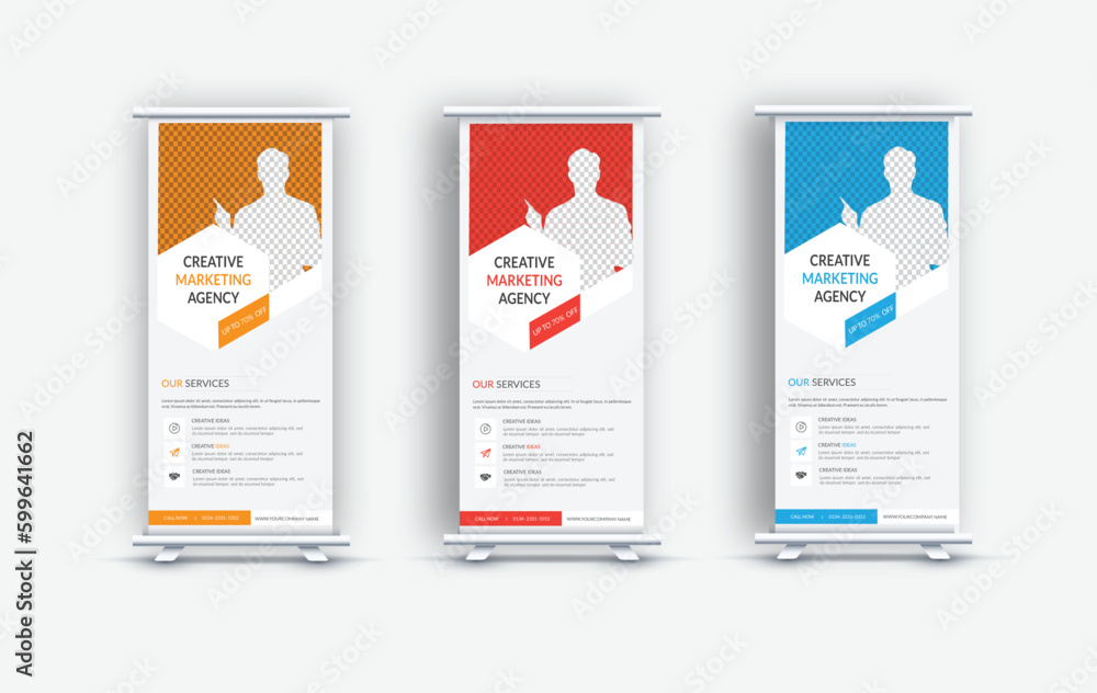 Modern corporate colorful roll up standee banner design template ...