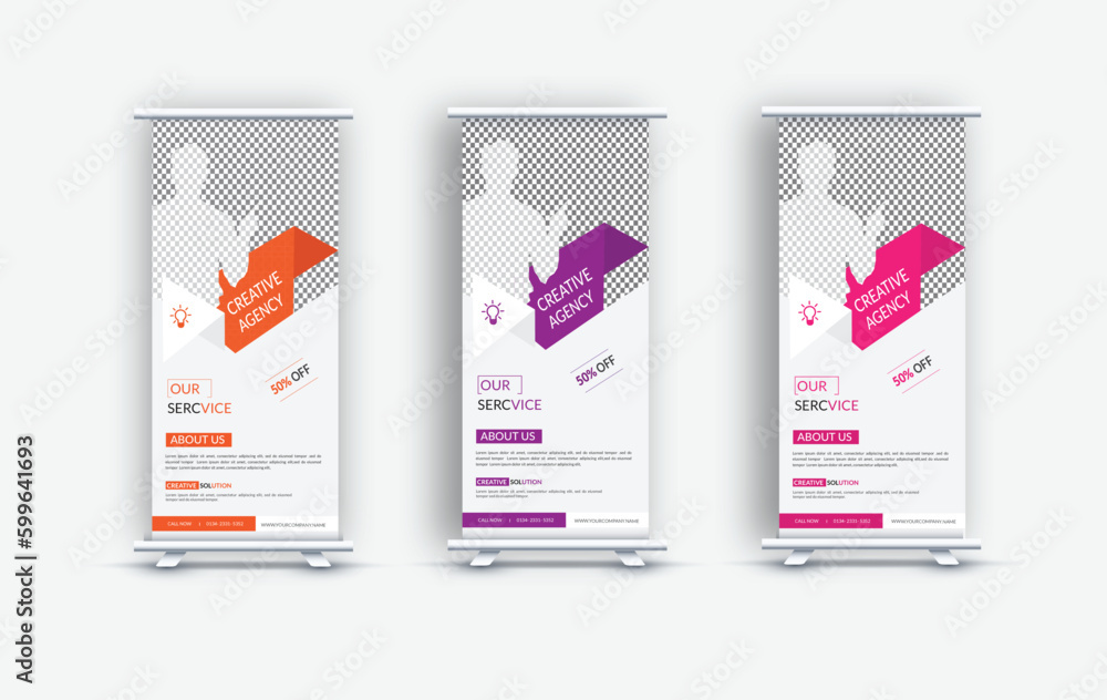 Modern corporate colorful roll up standee banner design template ...