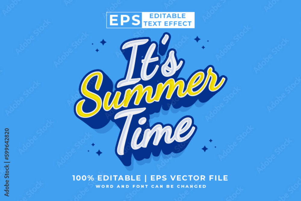 Editable text effect its summer time 3d Cartoon template style premium ...