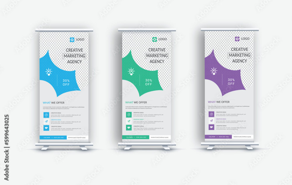 Creative Colorful Stylish corporate roll up banner design in curve ...