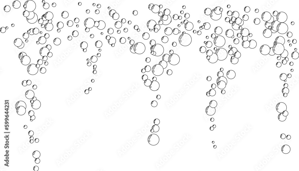 Underwater air bubbles decoration elements. Fizzy water or soap foam ...