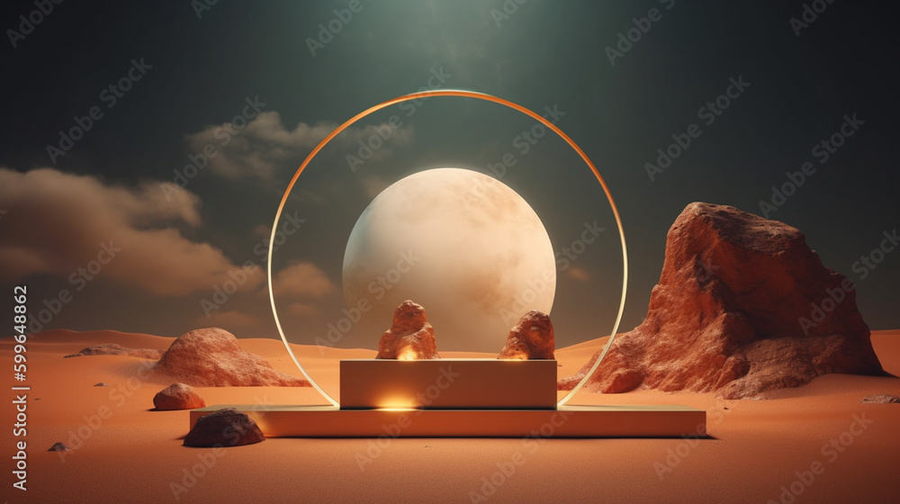 Mars and Martian Inspired Surreal Futuristic Background with Arched ...