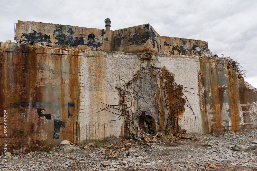 Aftermath after war debris rubble demolition ruin ruined field area ...