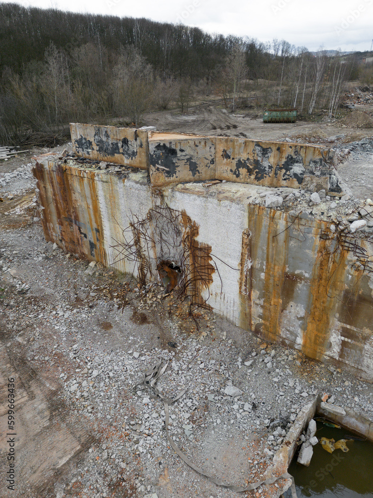 Aftermath after war debris rubble demolition ruin ruined field area ...