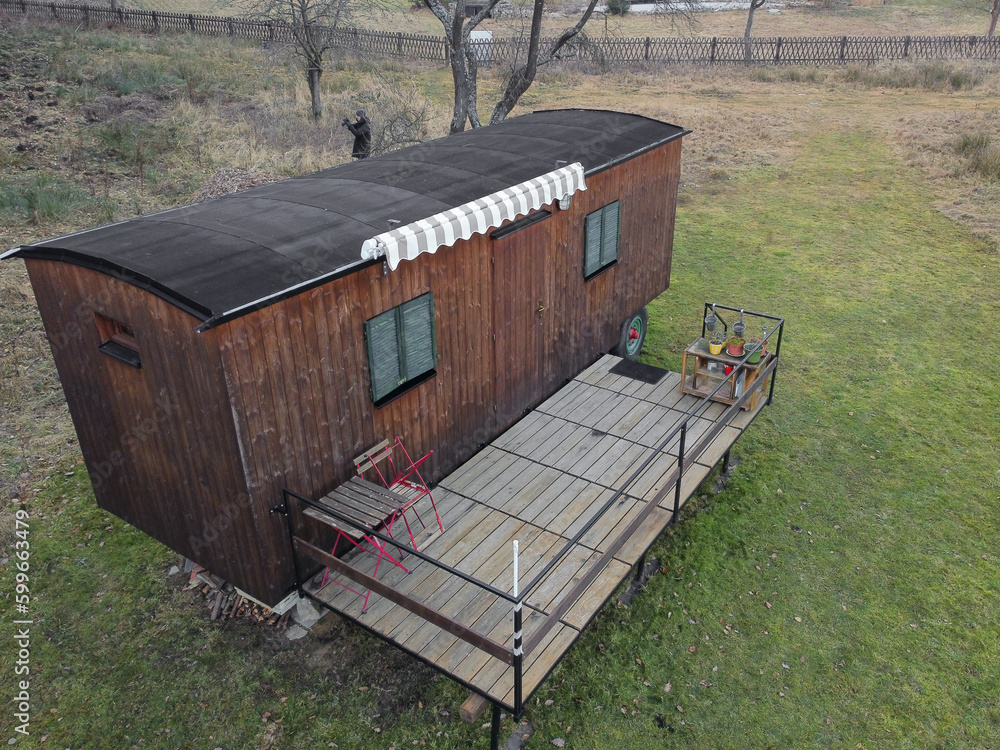 Vintage retro circus old Caravan tiny house home on wheels RV with ...