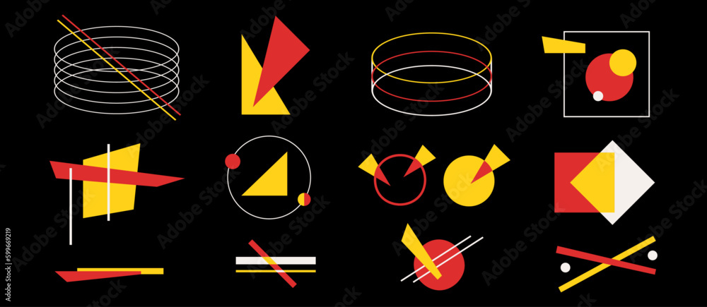Vector illustration of bauhaus and constructivism geometric elements ...