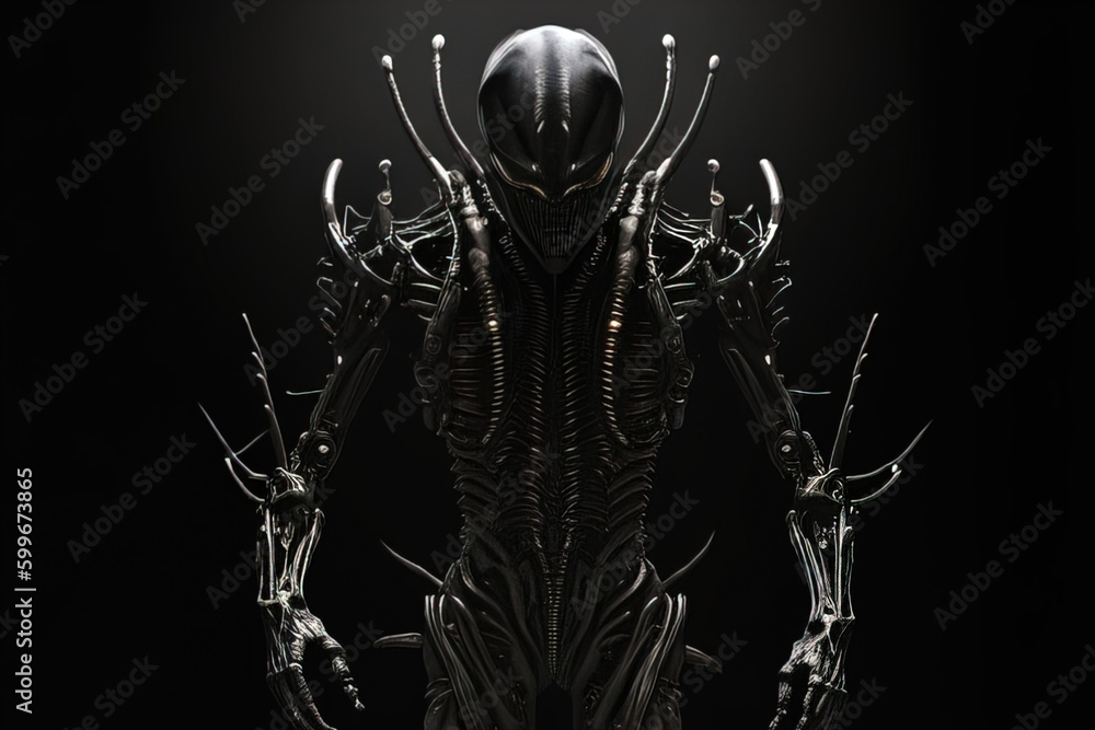 Alien xenomorph male biomechanical, full body cinematic style digital ...