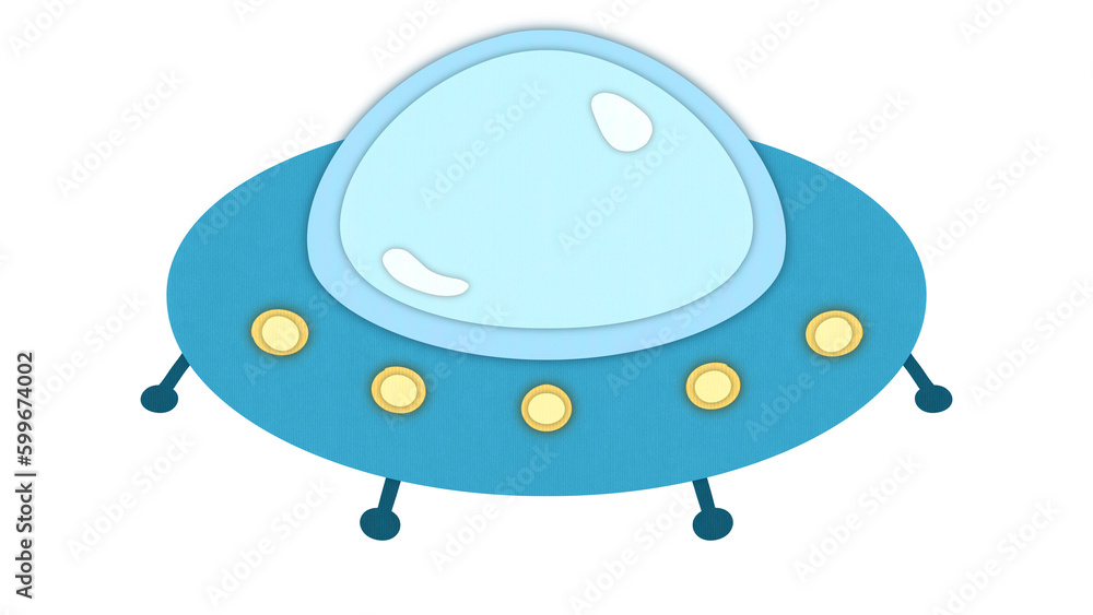 unidentified flying object UFO spaceship. Funny cartoon illustration of ...