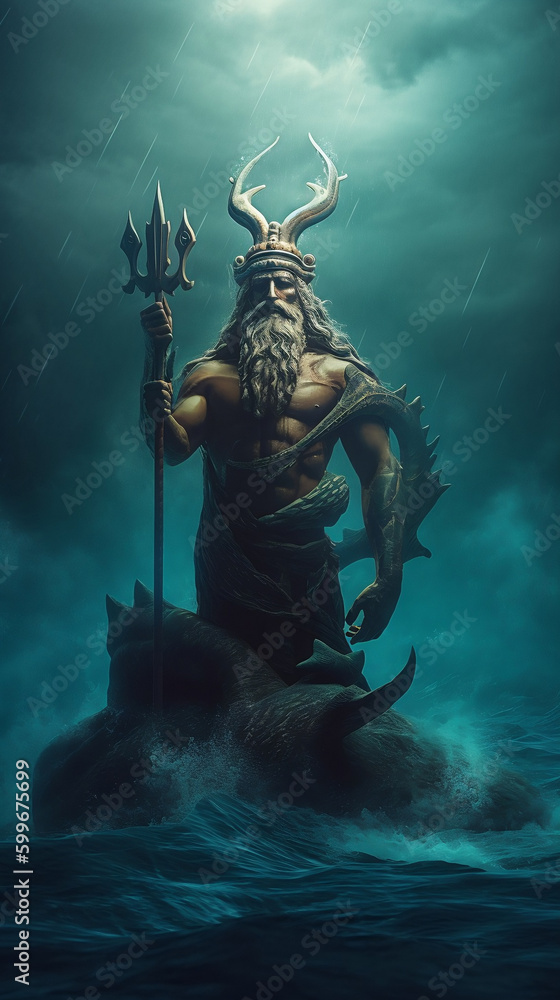 The concept of the symbolism of the planets in Astrology. Old man with ...