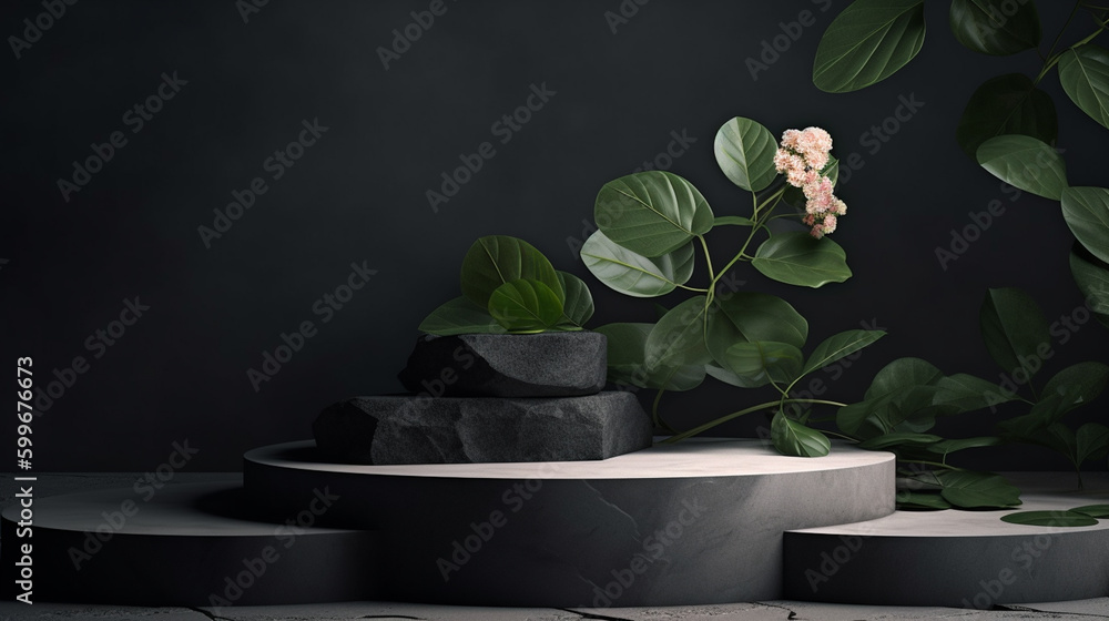 Concrete Slab Stone Step Up Podium Product Mock Up and Display for ...