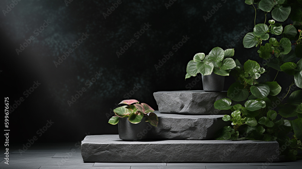 Concrete Slab Stone Step Up Podium Product Mock Up and Display for ...