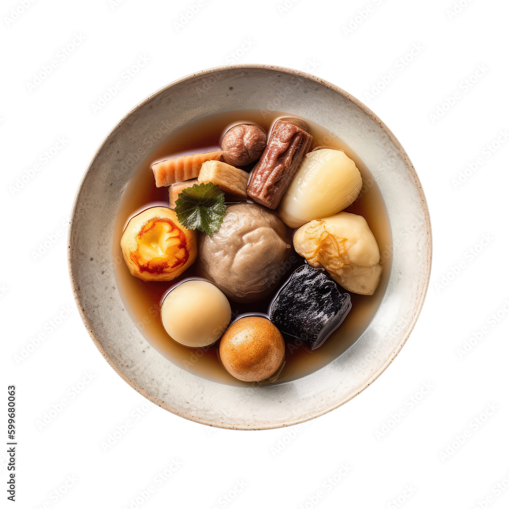 Oden Japanese Dish On White Plate. Isolated On A Transparent Background ...