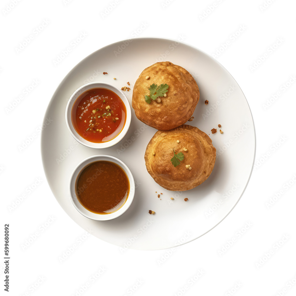 Puri Indian Dish On White Plate. Isolated On A Transparent Background ...