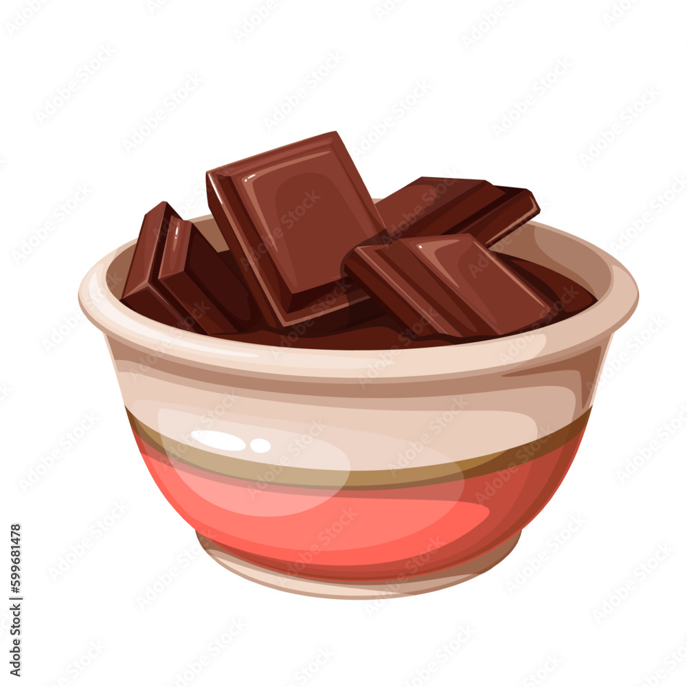 Bowl of melted chocolate vector illustration. Cartoon isolated round ...