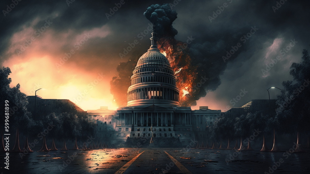 US Capitol Building on fire, The final days of the United States of ...
