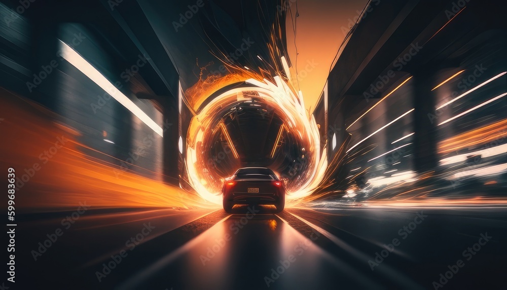 Car motion trails. Speed light streaks background with blurred fast ...