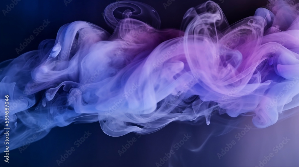 Colorful smoke. Mysterious storm sky. Mist floating. Blue purple ...