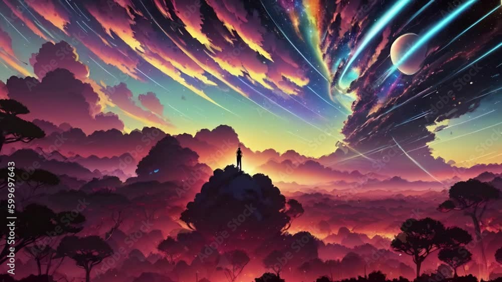 Futuristic cosmic animation with deep space, galaxy, and futuristic ...