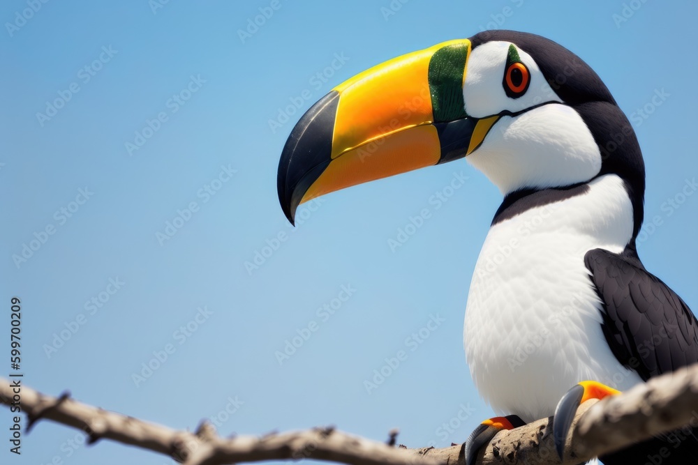 Keel-billed Toucan, Ramphastos sulfuratus, bird with big bill. Toucan ...