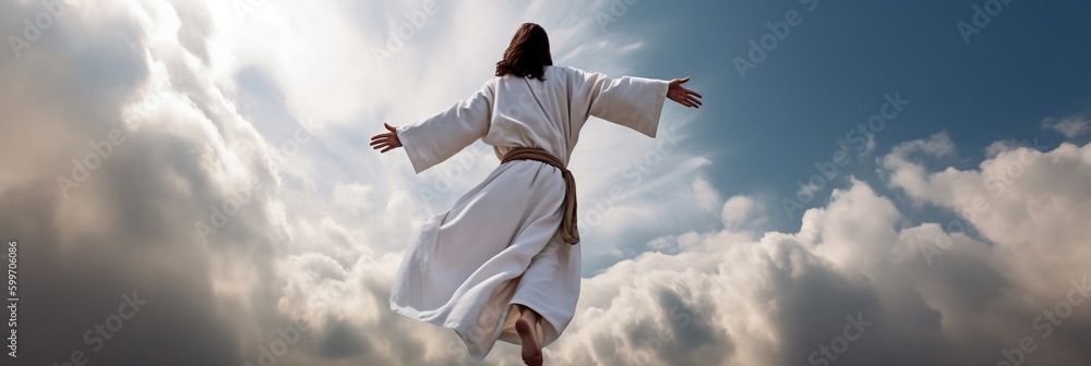 The resurrected jesus christ ascending to heaven above, generative ai ...