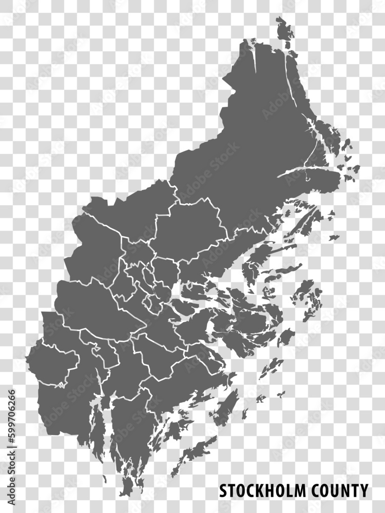 Blank map Stockholm County of Sweden. High quality map Stockholm County ...