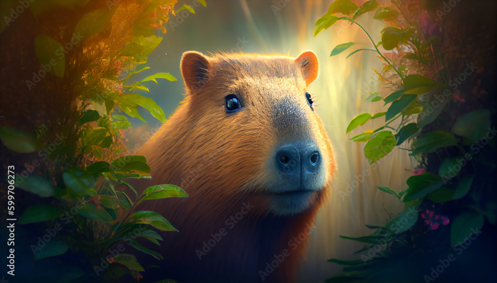 Capybara in Nature South America Big Rodent Capybaras Generative AI ...