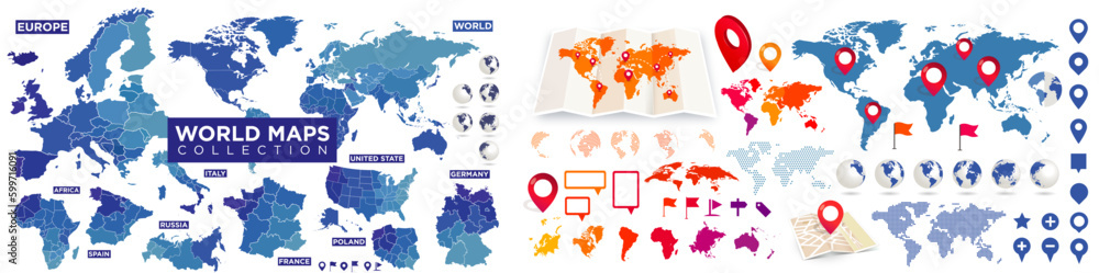 World map, countries, icons Stock Vector | Adobe Stock