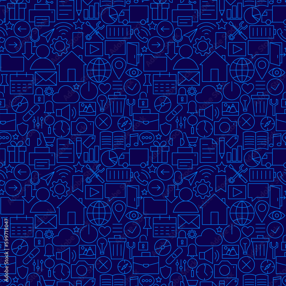 Web UI UX Seamless Line Pattern. Vector Illustration of Outline ...