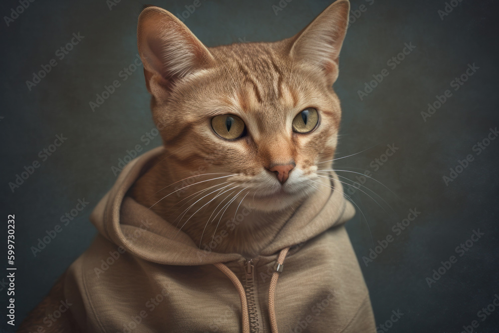 Anthropomorphic cat dressed in human clothing. humanized animal concept ...
