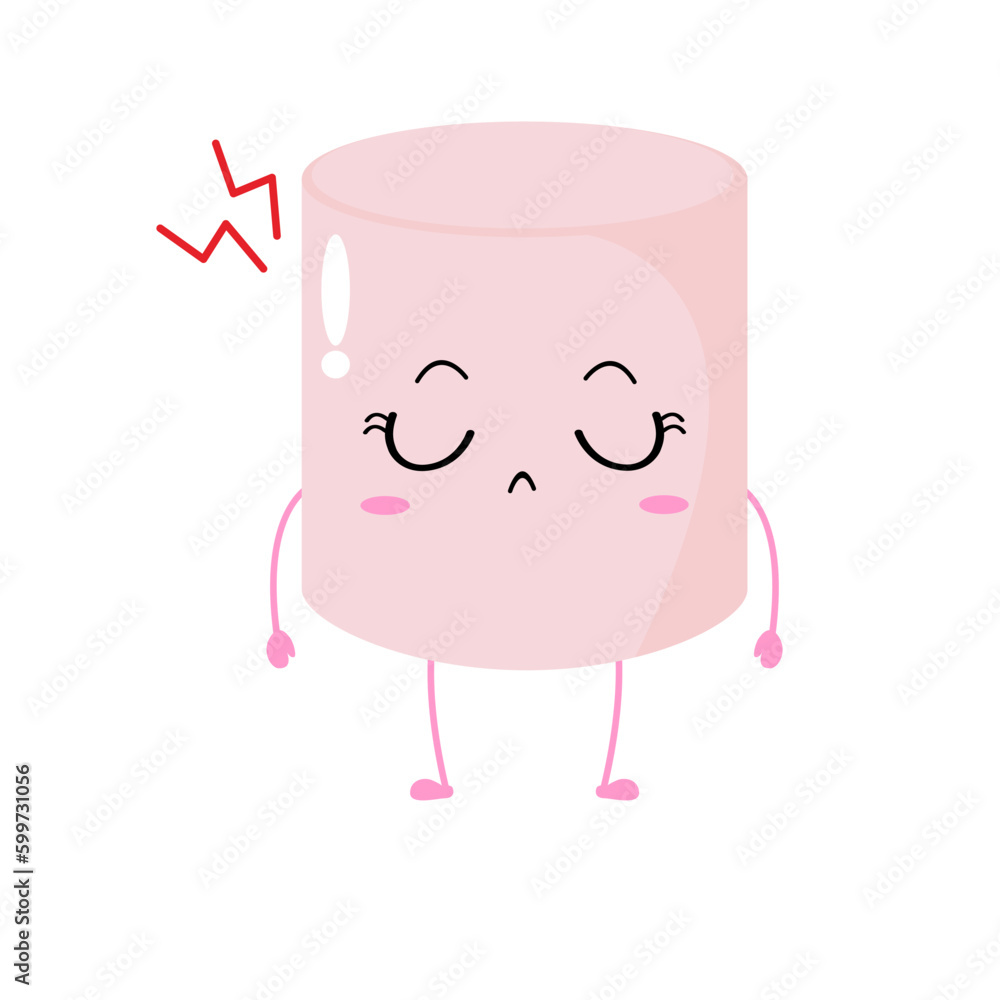 Vector illustration of marshmallow character with sad cute expression ...