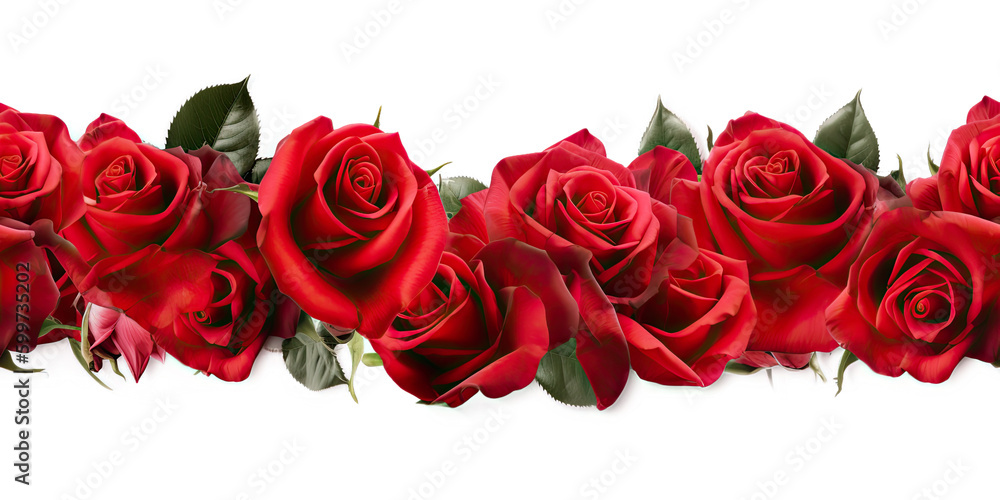 Red Roses Border Seamless Tile Isolated on Transparent Background ...