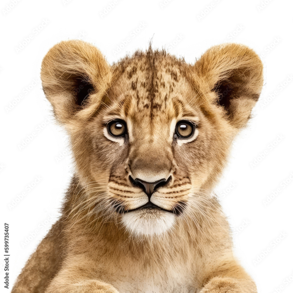 Lion Cub Face Shot Isolated on Transparent Background - Generative AI ...