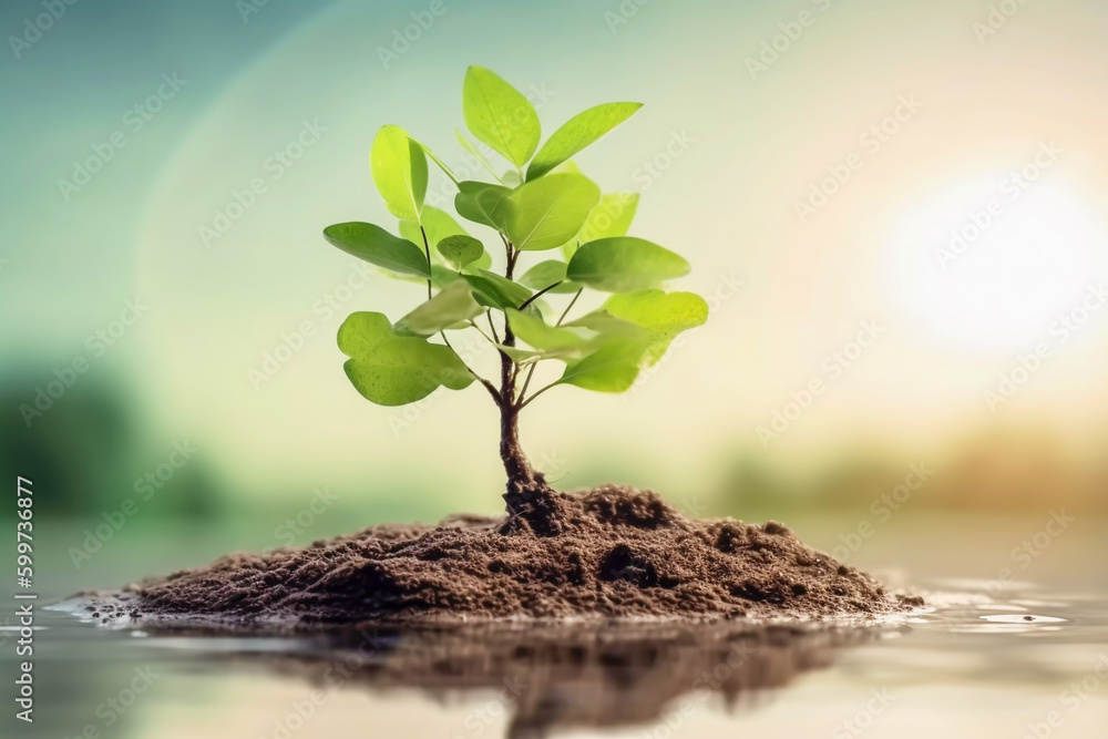 World Environment Day a green leaf shoot growing from a small mound of ...