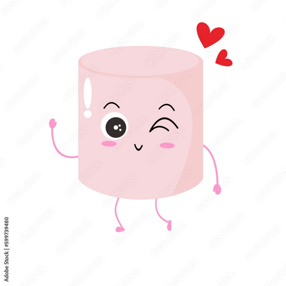 Vector illustration of marshmallow character with curious cute ...