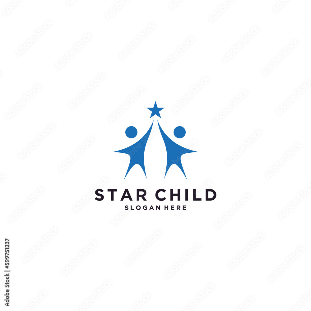 star child logo with the symbol of a child reaching for a star Stock ...