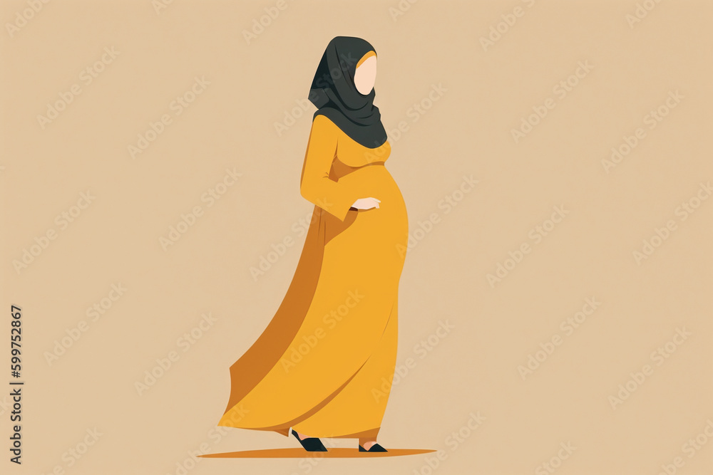 Generative AI. Gentle image of a pregnant Muslim woman. Pregnancy and ...