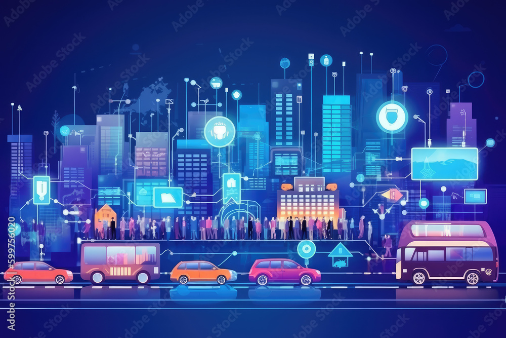 Illustrations of intelligent transportation systems that represent ...