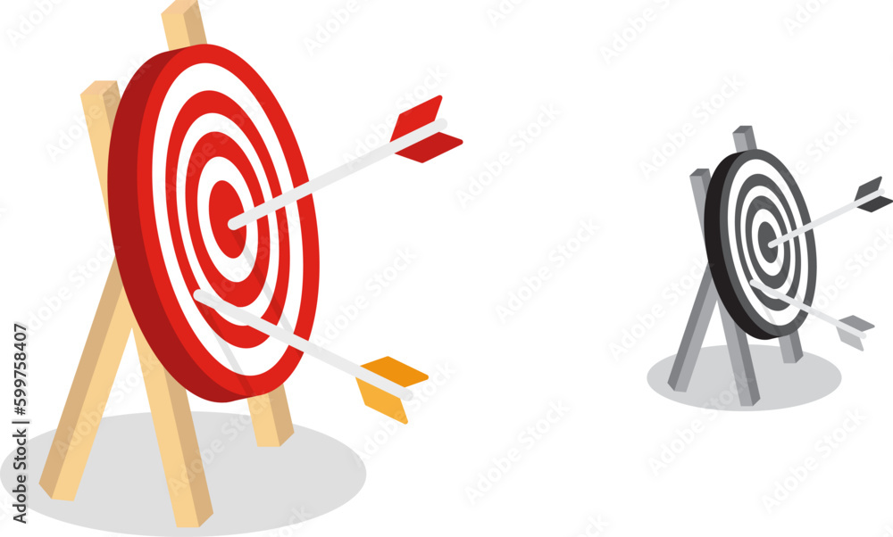 Many arrows missed hitting target mark. Shot miss. Multiple failed ...