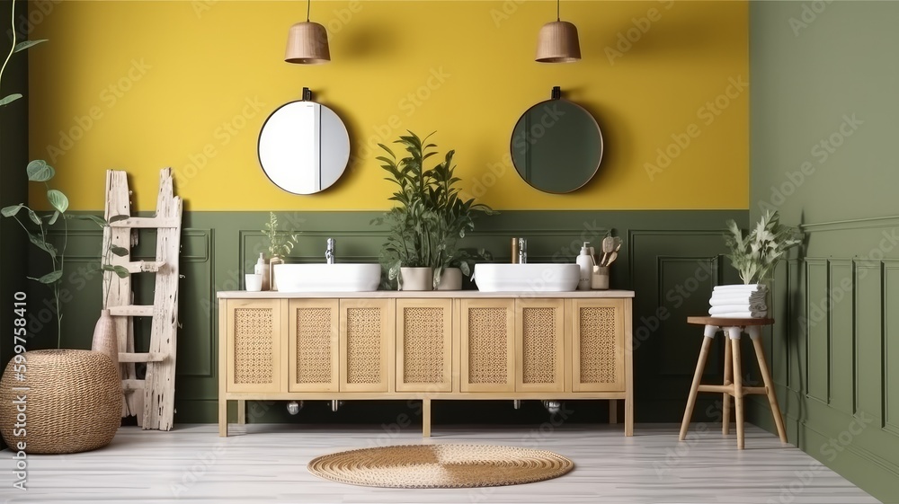 beautiful restroom interior design with accent feature color wall ...